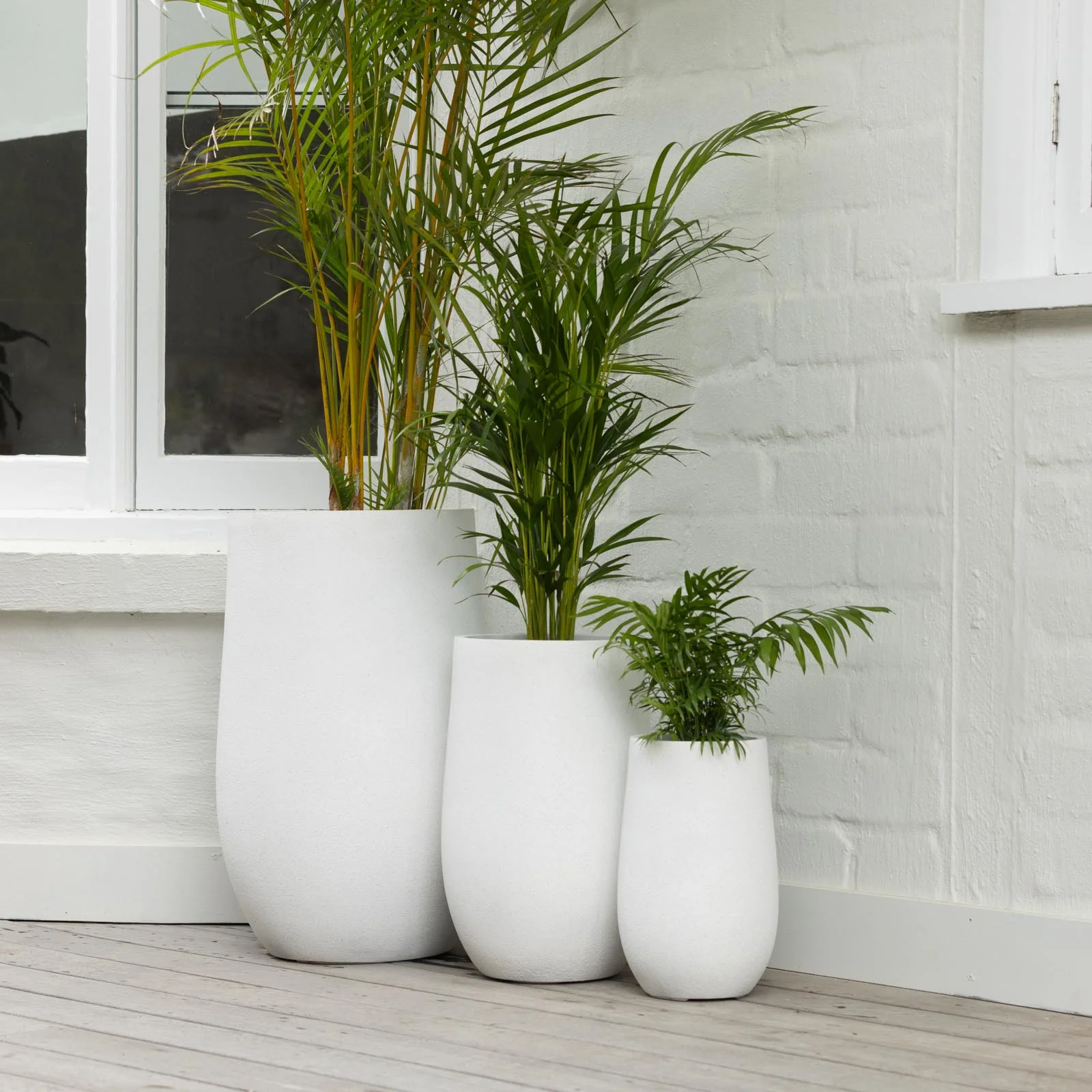VELLUM TALL U POT SET OF 3 WHITE: Lee Rowans Gardenworld